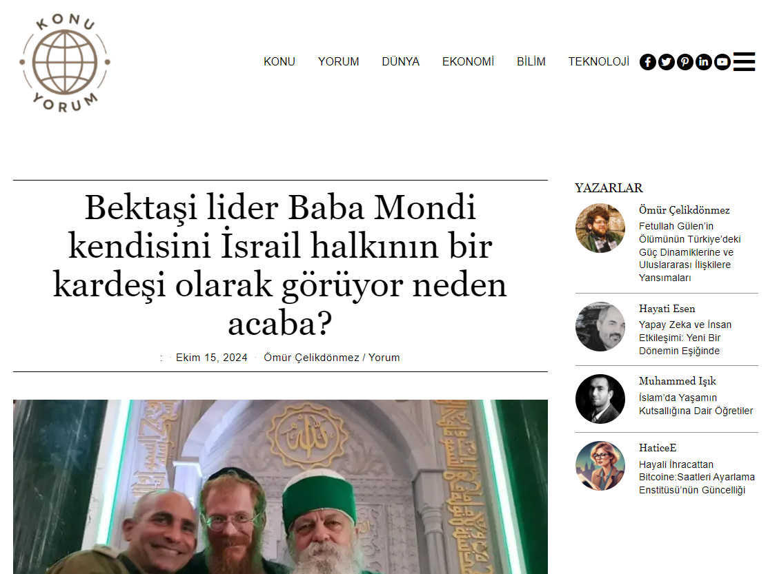 İSRAİL DOSYASI /// ÖMÜR ÇELİKDÖNMEZ : Bektaşi lider Baba Mondi ...