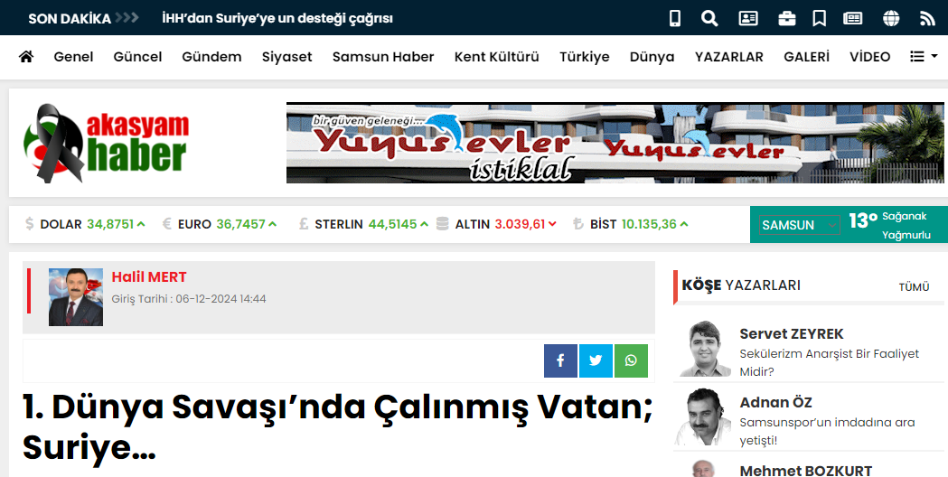 SURİYE DOSYASI /// E. YRB. HALİL MERT : 1. Dünya Savaşı’nda Çalınmış ...