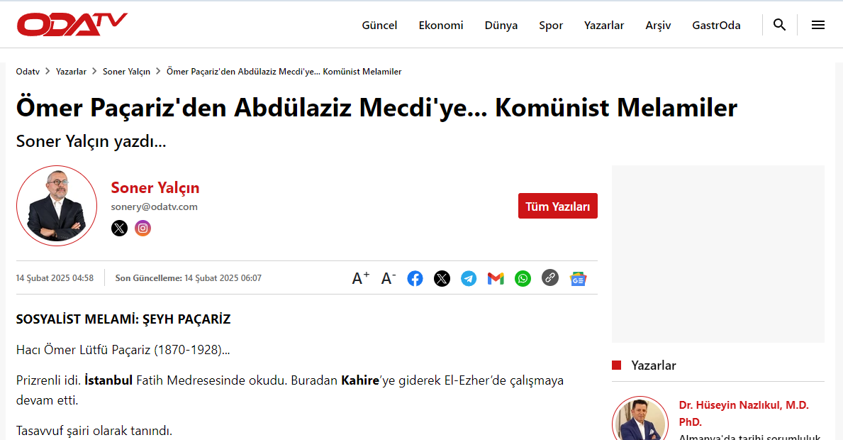 ETNİSİTE DOSYASI : Ömer Paçariz’den Abdülaziz Mecdi’ye… Komünist ...